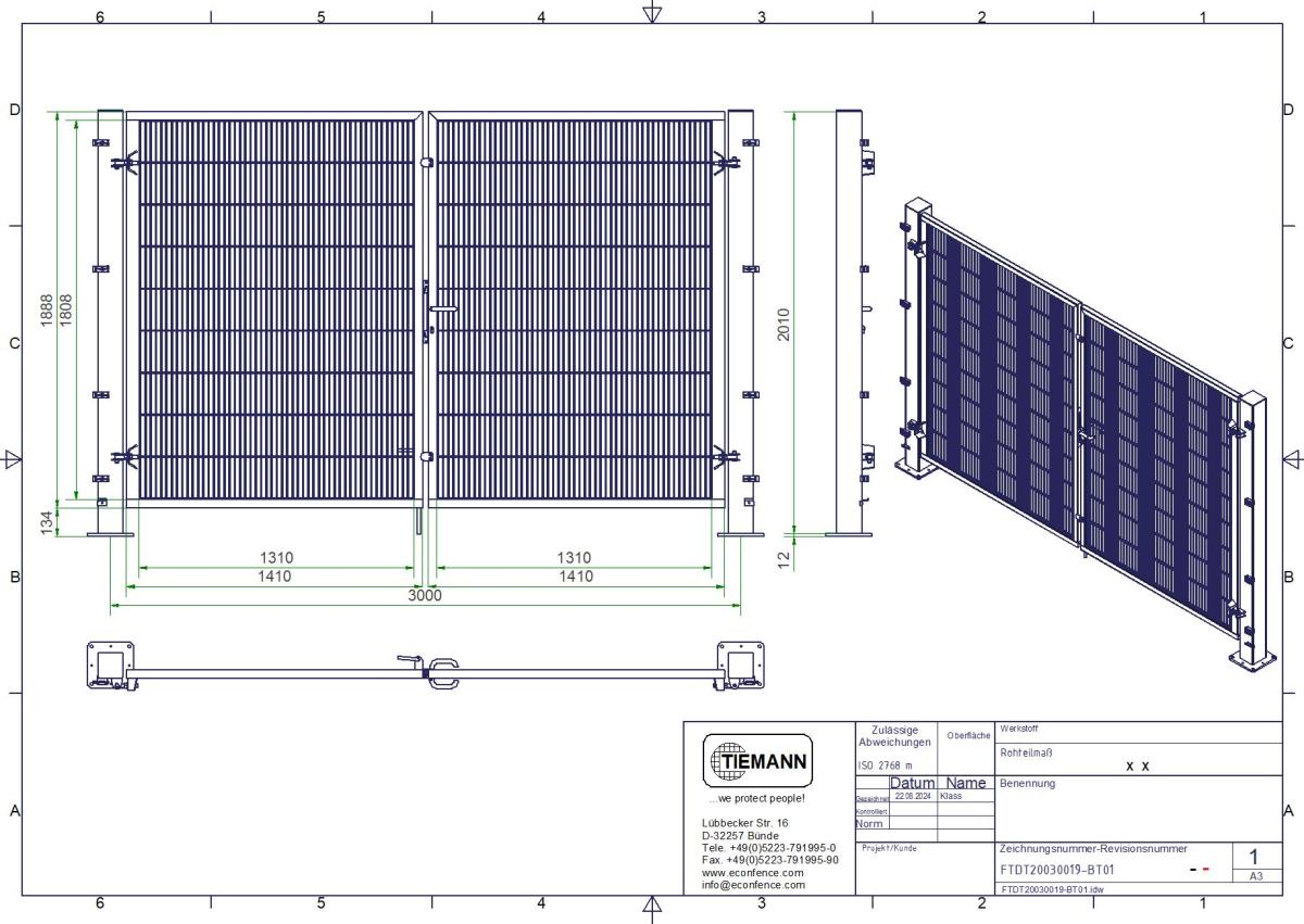 Double-leaf hinged door for mesh partition wall ECONFENCE® BASIC LINE ...