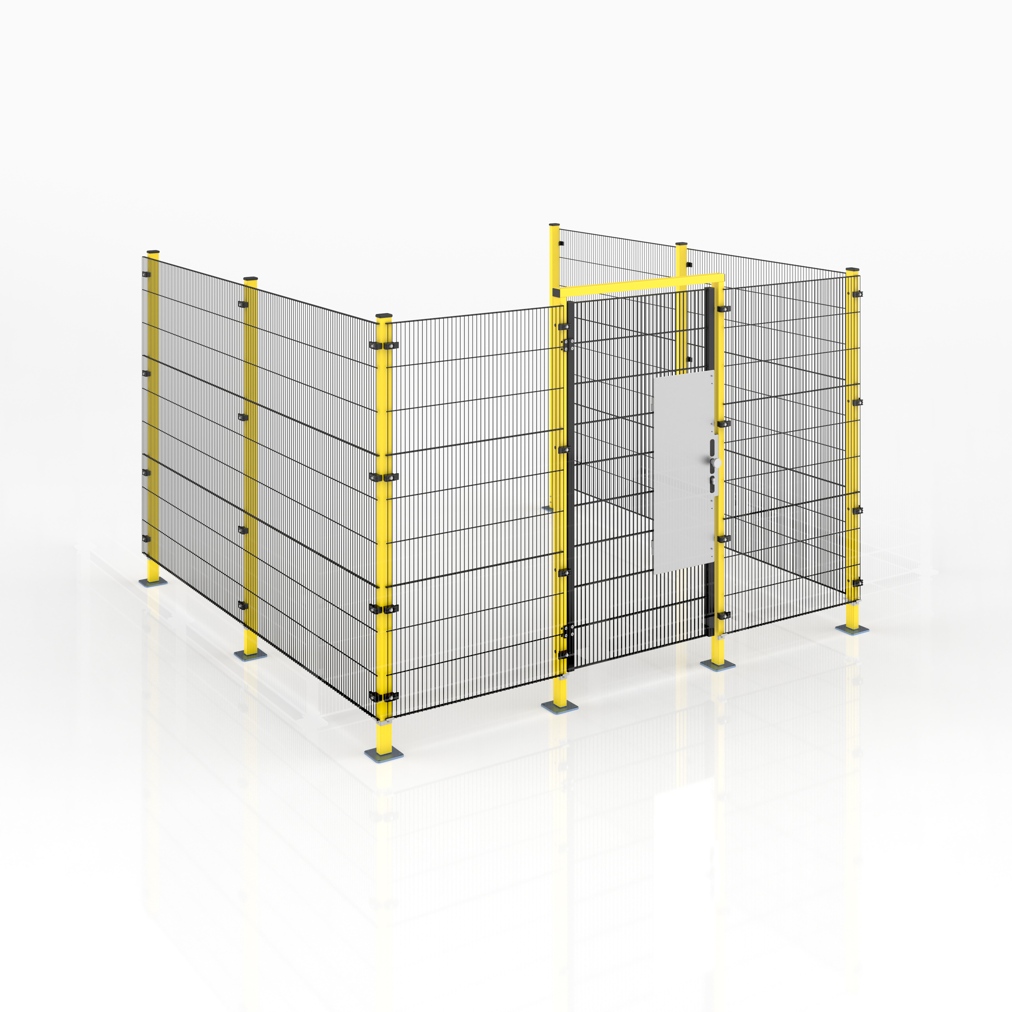 Machine safety fence, fence package ECONFENCE® BASIC LINE 3000x3000 ...