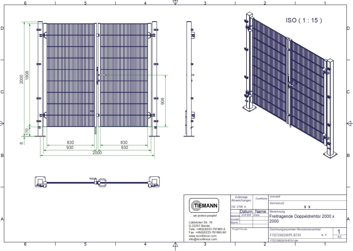 Double-leaf hinged door for mesh partition wall ECONFENCE® BASIC LINE ...