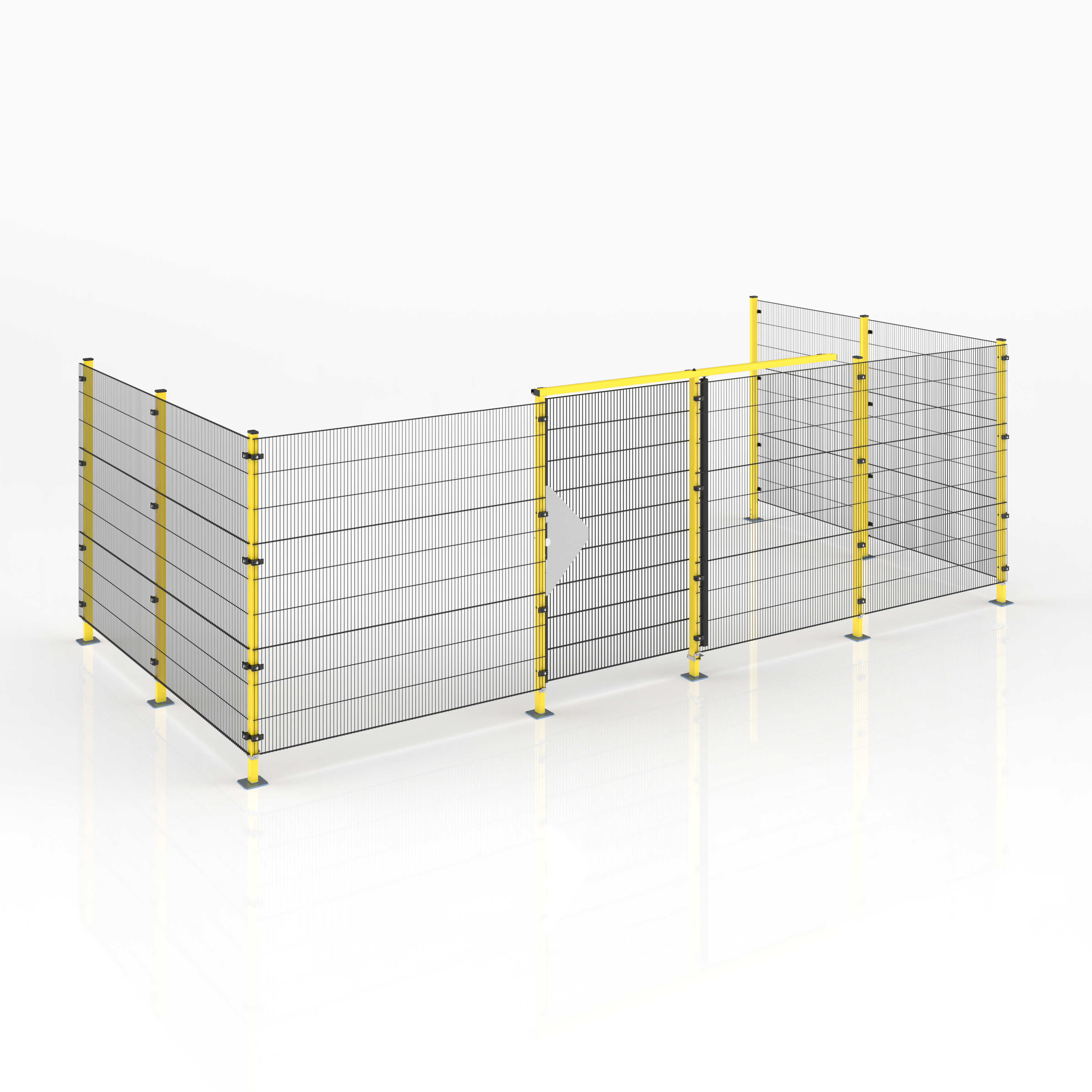 Machine safety gate, fence package ECONFENCE® BASIC LINE 3000x6000 ...